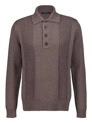 FRESCOBOL CARIOCA Cedra Grey Romano Cotton-Cashmere Polo