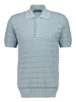 Frescobol Carioca Coastal Vidal Cotton Jacquard Polo - Blue