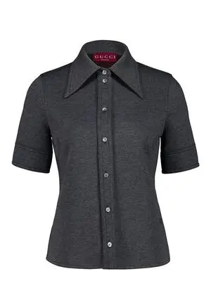 Gucci Wool-Cotton Jersey Shirt Grey