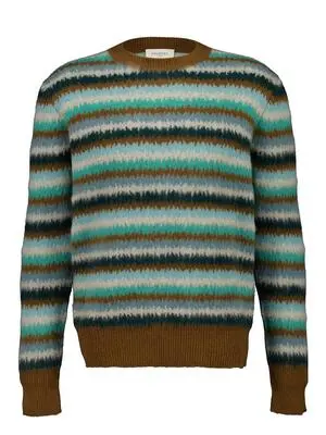 PIACENZA CASHMERE 1733 Multicolour Brushed Cashmere Crewneck Jumper - Blue