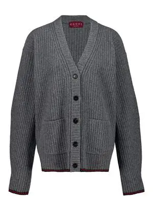 Gucci Felted Wool Cardigan Grey