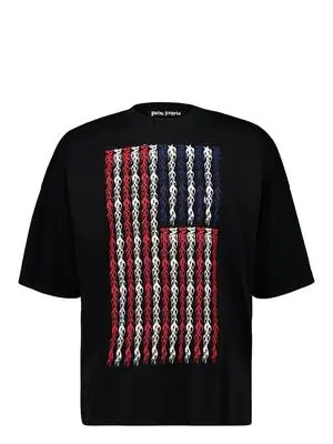 Palm Angels Black Flames Flag T-shirt - Multicolour