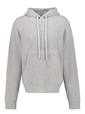 Palm Angels Melange Hooded Wool Knit Sweatshirt - Grey