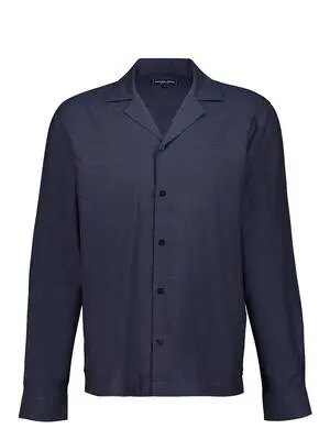 Frescobol Carioca Navy Herringbone Flannel Shirt - Blue