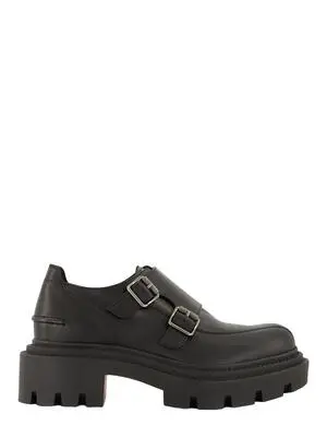 CHRISTIAN LOUBOUTIN Antonina College Double-buckle Leather Loafers - Black