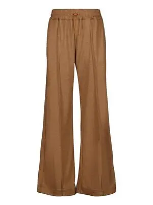 120% Lino Wool And Cashmere Wide-leg Trousers - Brown