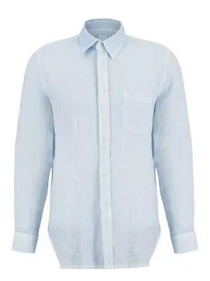 120% Lino Sea Soft Linen Shirt With Pocket - Blue