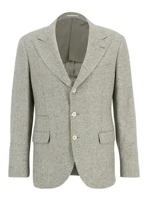 BRUNELLO CUCINELLI Grey Wool Blazer With Pockets