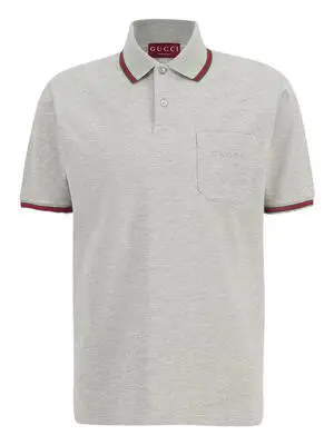Gucci Melange Stretch Cotton Polo - Grey
