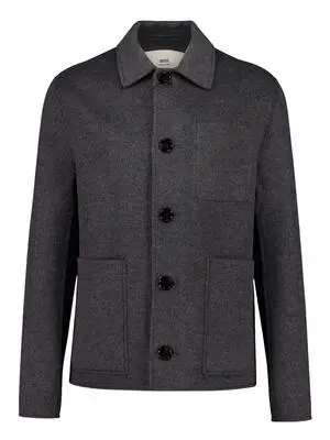 Ami Heather Wool Cashmere Boxy Jacket - Grey
