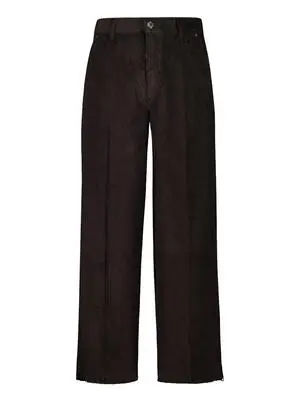AMI Paris Cotton Corduroy Large Fit Trousers - Black