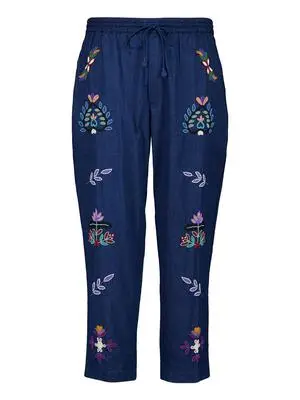 BAZISZT Navy Neon Embroidered Jogger Pants - Blue