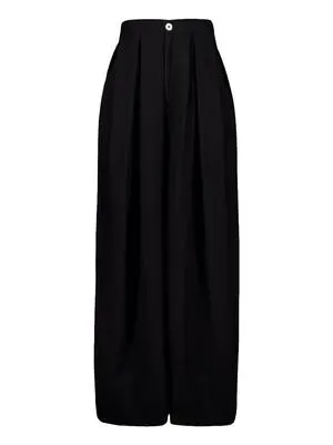 MARRAKSHI LIFE High-waisted Pleated Cotton Trousers - Black