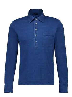 TOM FORD Indigo Regular Fit Long-sleeve Polo Shirt - Blue