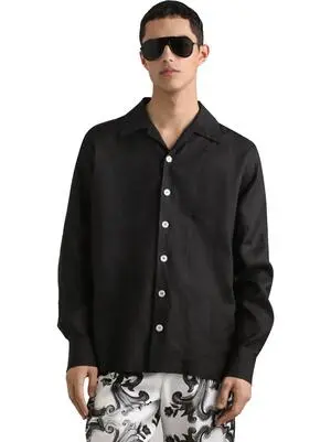 Dolce & Gabbana Hawaii Linen Canvas Shirt - Black