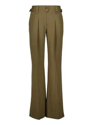 TOM FORD Pleated Crepe De Chine Wide Leg Trousers - Green