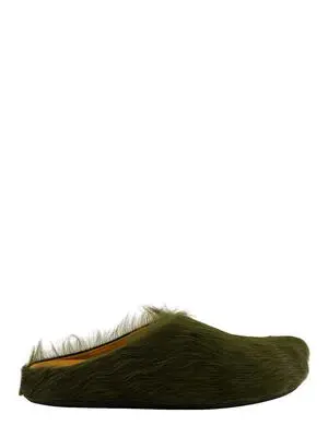 Marni Deep Long Hair Calfskin Fussbett Sabot - Green