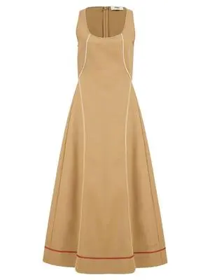 Fendi Sleeveless Flared Cotton Dress - Red