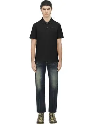 Alexander McQueen Logo Embroidered Cotton Polo - Black