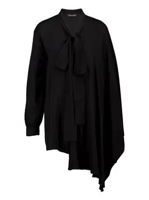 Balenciaga Washed Silk Scarf Blouse - Black
