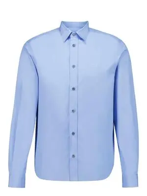 Prada Celeste Cotton Shirt With Pearl Buttons - Blue