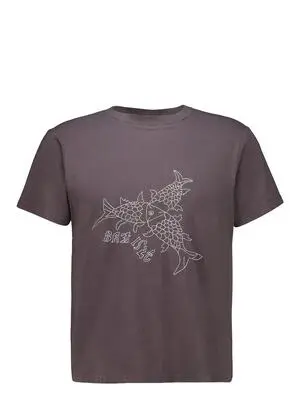 BAZISZT Taupe Fish T-shirt - Brown