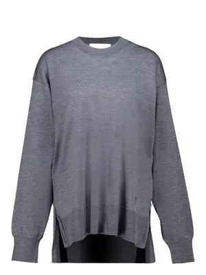 AMI Paris Ami De Coeur Wool And Silk Sweater Grey