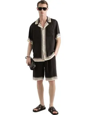 Dolce & Gabbana Silk Hawaii Logo Shirt - Black