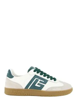 Balmain Swan Leather And Suede Trainers Multicolour