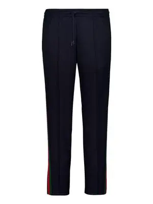 Gucci Dark Technical Jersey Sportswear Trousers With Web - Blue