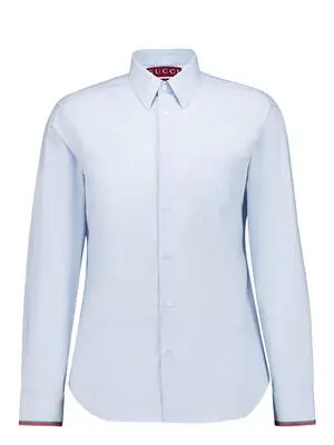 Gucci Light Striped Cotton Shirt With Web - Blue