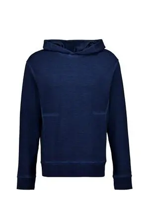 120% Lino Hooded Linen Sweatshirt - Blue