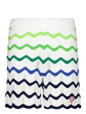 Casablanca Wave Knit Cotton Shorts - Multicolour