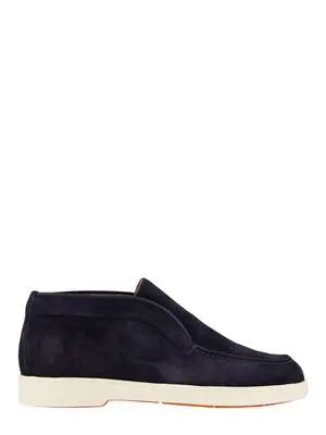 Santoni Desert Boots In Suede Calf Leather Blue