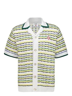 Casablanca Yellow And Green Tuck Stitch Cotton Button-up Shirt - Multicolour