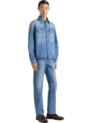 Givenchy Medium Shadow Denim Couture Seam Shirt - Blue