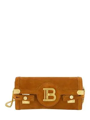 Balmain B-Buzz 23 Suede Pouch Brown