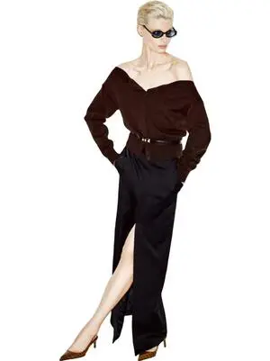TOM FORD Crepe Envers Satin Tailored Skirt - Black