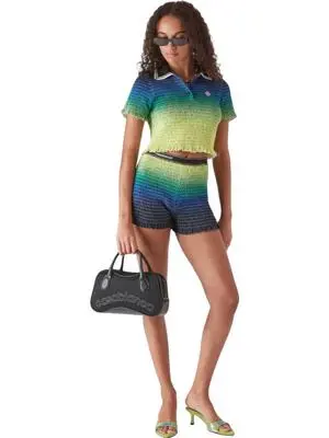 Casablanca Gradient Shirred Polo Shirt - Blue