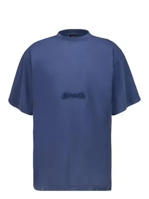 Balenciaga Blue Twisted Cotton T-Shirt Blue