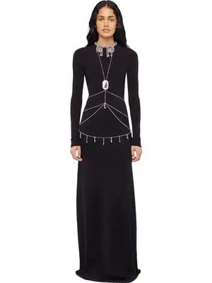 Rabanne Jeweled Backless Knit Gown - Black