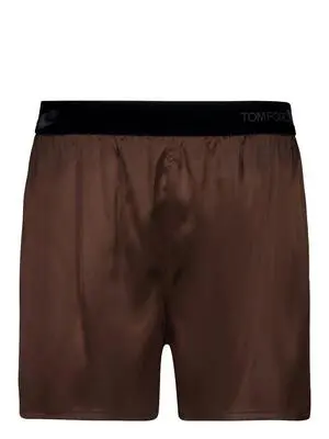 TOM FORD Stretch Silk Satin Pj Shorts - Brown