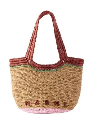 Marni Small Raffia-like Tote Bag - Brown