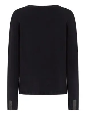 Serena Bute Relaxed Fit Merino Wool Jumper - Navy
