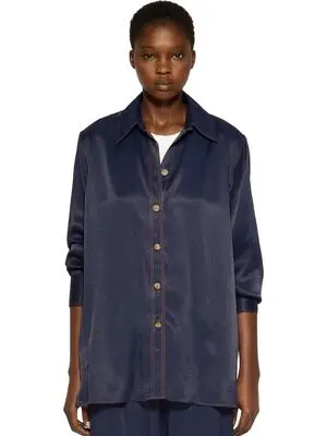 Serena Bute Oversized Button-up Shirt - Navy