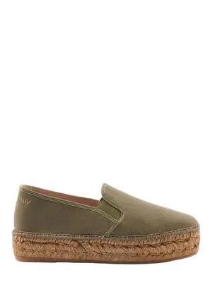 VISCATA Castell Canvas Espadrille Platforms Olive
