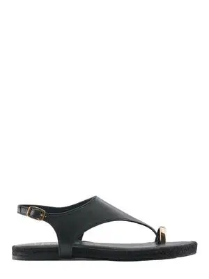 VISCATA Delmar Archive Leather Sandal Flats - Black