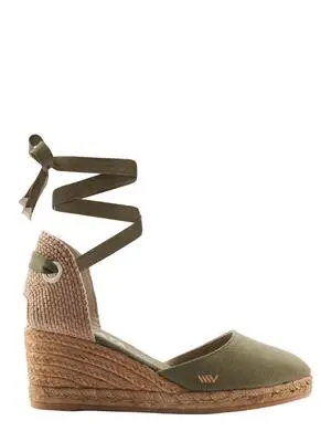 VISCATA Sagaro Canvas Espadrille Wedges Olive