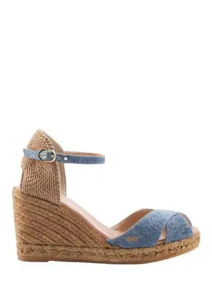 VISCATA Aiguablava Premium Espadrille Wedge Sandals - Washed Denim