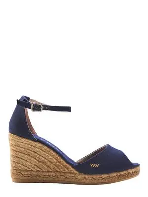 VISCATA Aiguafreda Canvas Espadrille Wedge Sandals Navy Blue